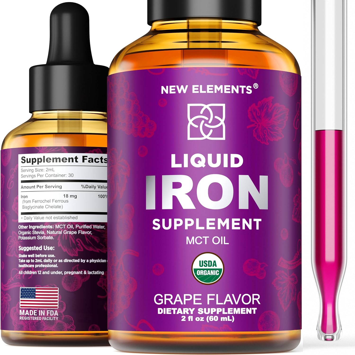 Organic Iron Supplement Drops | Blood Builder | New Elements