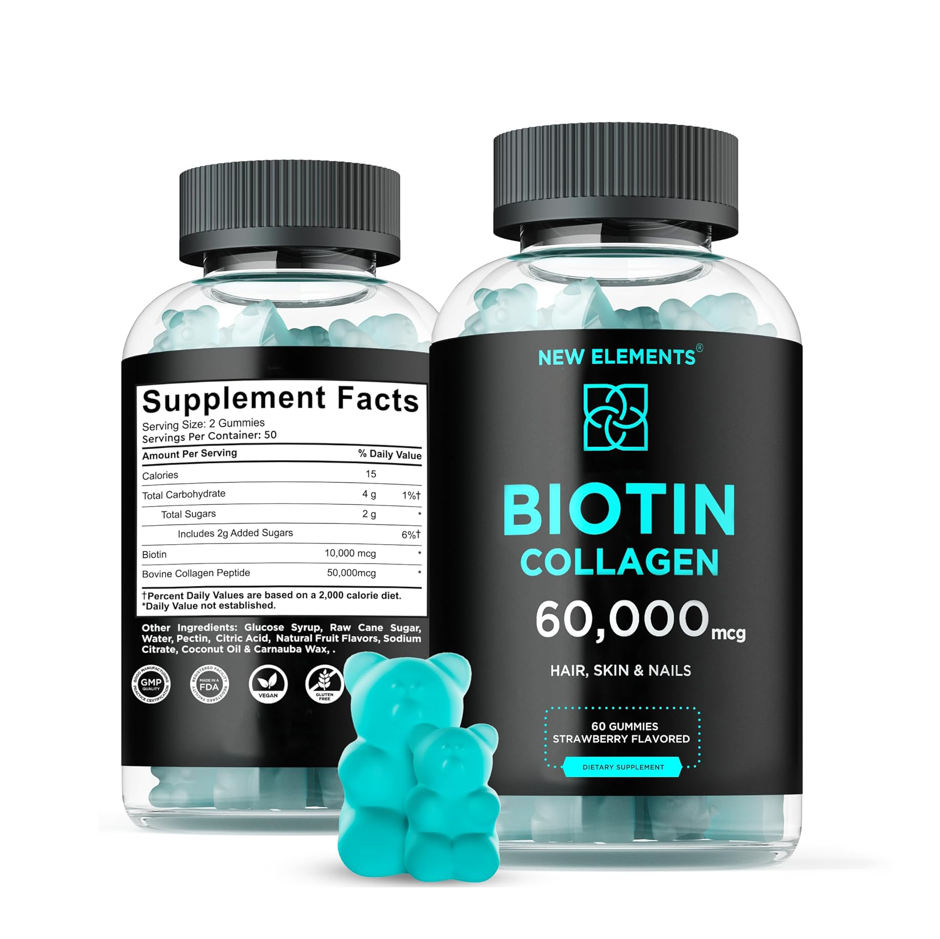Biotin & Collagen Gummies for Hair, Skin & Nails | New Elements